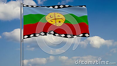 Mapuche Flag Against Background of Clouds Floating on the Blue Sky ...