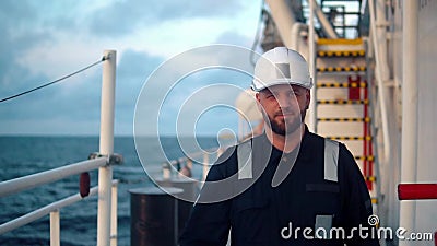 Marine Deck Officer Or Chief Mate On Deck Of Offshore Vessel Or Ship ...