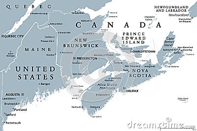 The Maritimes Region Of Eastern Canada, Maritime Provinces Gray ...