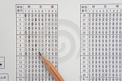 Marked Optical Answer Sheet Stock Photo - Image of pencil, survey ...