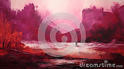 Maroon Sky: A Dramatic Landscape Painting Tutorial Royalty-Free Stock ...