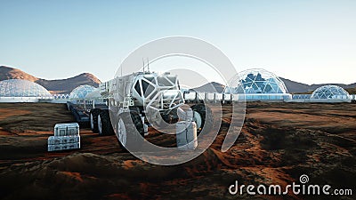Mars Expedition Transport, Mars Rover. Base on Alien Planet. Realistic ...