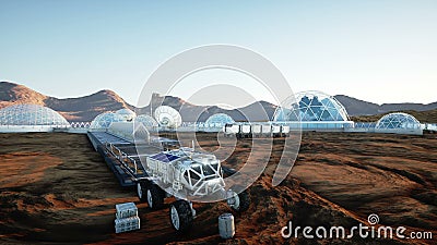 Mars Expedition Transport, Mars Rover. Base on Alien Planet. Realistic ...
