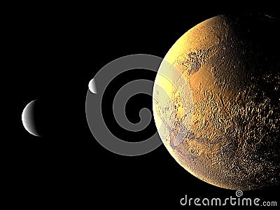 Mars And Its Two Moons Stock Image - Image: 2012861