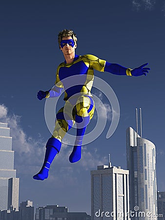 Masked Superhero Over The City Stock Photo | CartoonDealer.com #25032864