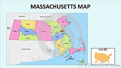 Massachusetts Map. State And District Map Of Massachusetts. Political ...