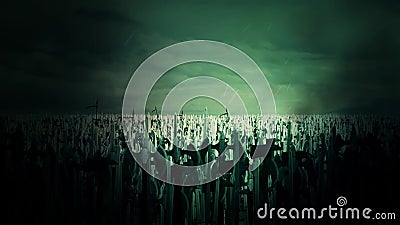 A Massive Army Crowd of Medieval Warriors Preparing for War by Cheering ...