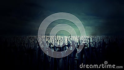 A Massive Army Crowd Of Medieval Warriors Preparing For War By Cheering ...