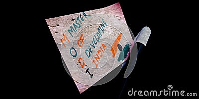 Master Of Developing India Text Written On English Language Full Form ...