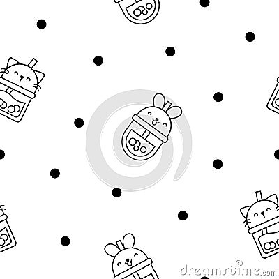 Matcha Bubble Tea. Coloring Page Vector Illustration | CartoonDealer ...