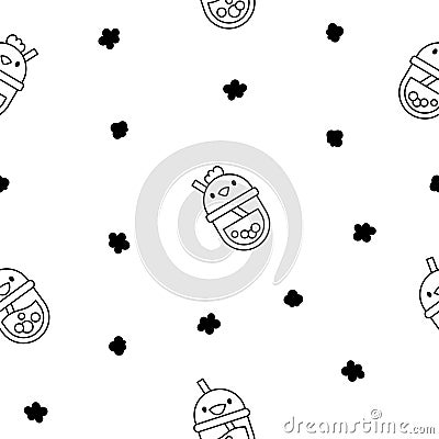 Matcha Bubble Tea. Coloring Page Vector Illustration | CartoonDealer ...