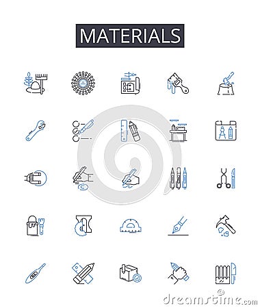 Materials Line Icons Collection. Comestibles, Ingredients, Elements ...