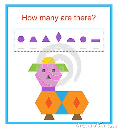 Math Activity For Children. How Many Geometric Shapes? Developing ...