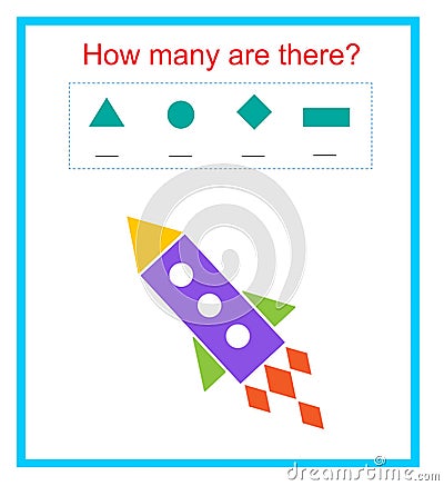 Math Activity For Kids. How Many Geometric Shapes? Developing Numeracy ...