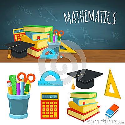 Math Backdrop And Icons Vector Illustration | CartoonDealer.com #58409434