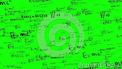 Math Equations and Formulas Flying and Disappearing in Distance Loop ...