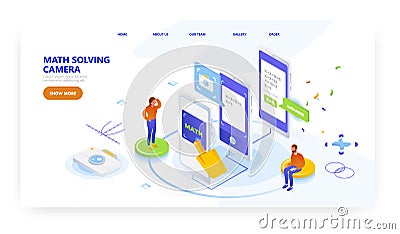 Math Solving Camera, Landing Page Design, Website Banner Vector ...