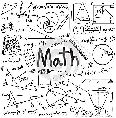 Math Theory And Mathematical Formula Equation Doodle Handwriting Stock ...