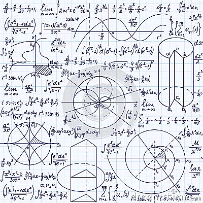 Math Vector Seamless Educational Pattern with Formulas, Equations and ...