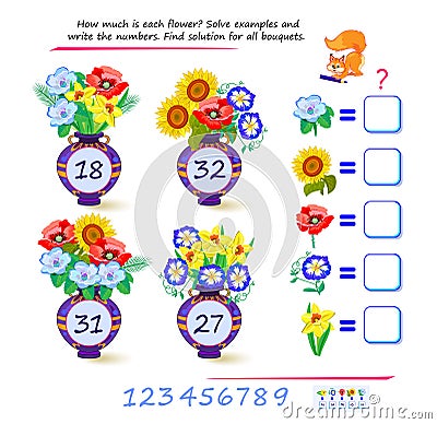 Mathematical Logic Puzzle Game For Smartest. How Much Is Each Flower ...