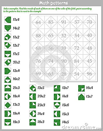 Mathematical Patterns. Worksheet. Solve Examples. Find The Result Of ...