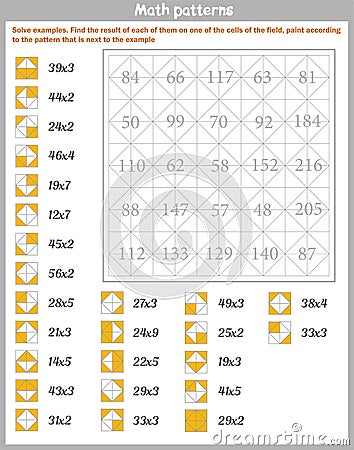 Mathematical Patterns. Worksheet. Solve Examples. Find The Result Of ...