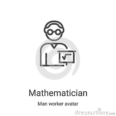 Mathematician Icon Vector From Man Worker Avatar Collection. Thin Line ...