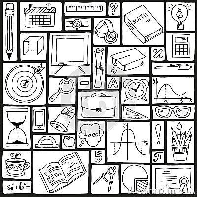 Mathematics Science Theme. Seamless Hand Drawn Pattern About School And ...