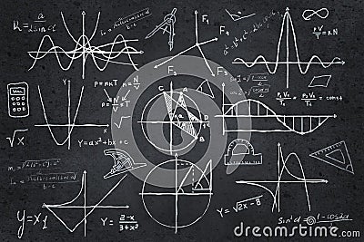 Mathematics Sketches On Blackboard Stock Photo - Image: 65692288