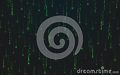 Matrix Background. Green Stream Of Digits. Abstract Running Binary Code. Falling Random Numbers ...
