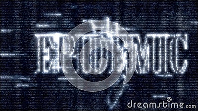 Matrix Effect. Human Hand, Epidemic Inscription Appears on Black Cyber ...