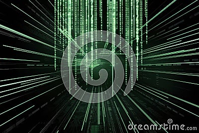 Matrix-Inspired Digital Background With Cascading Green Code And Neon ...
