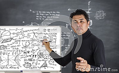 Mature Professor Teaching Mathematics To Students In Classroom. Teacher ...