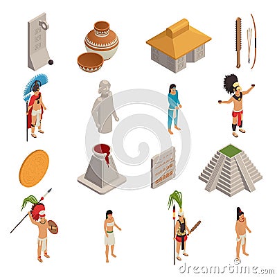 Maya Civilization Isometric Icons Cartoon Vector | CartoonDealer.com ...