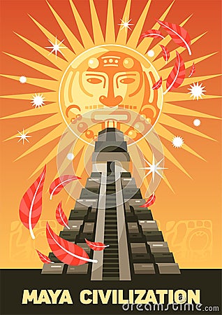 Maya Civilization Vertical Poster Cartoon Vector | CartoonDealer.com ...