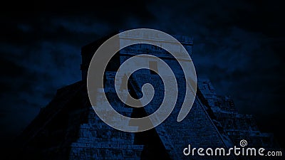 Mayan Temple at Night stock video. Video of mexican - 149463247