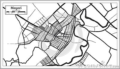Mayari Cuba City Map In Black And White Color In Retro Style. Outline ...