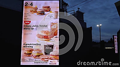 McDonalds Drive Thru Digital Breakfast Menu Stock Video - Video of ...