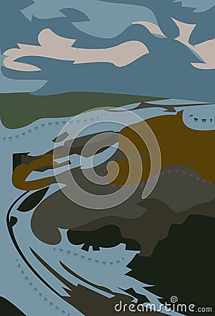 Meandering River Cartoon Vector | CartoonDealer.com #178324301