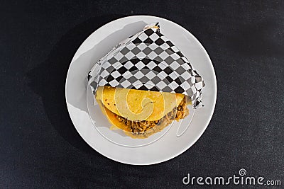 Top View Arepa On A Dish. Black And White Design Stock Image ...