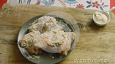 Meat Meat in Flour with Spices. I Preparing Fried Chicken Stock Video ...
