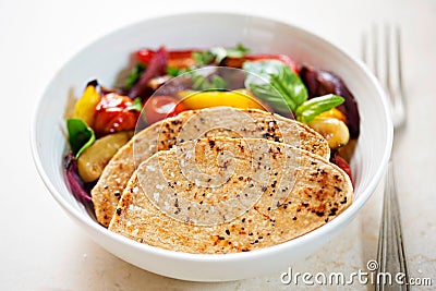 Meat Free Chicken Flavour Mycoprotein Fillets With Grilled Vegetables ...
