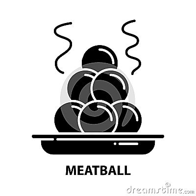 Meatball Icon, Black Vector Sign With Editable Strokes, Concept ...