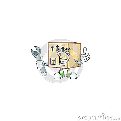Mechanic Cardboard Close Square In Character Mascot Cartoon Vector ...