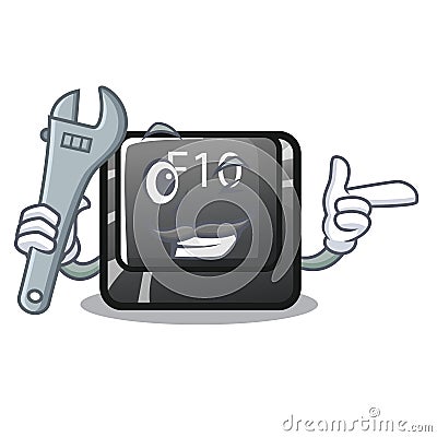 Mechanic F10 Button Installed On Cartoon Computer Vector Illustration ...