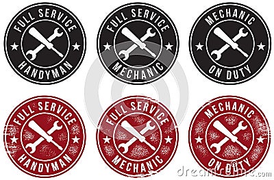 Mechanic Handyman Service Stamps Stock Images - Image: 20126214