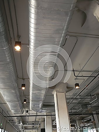 Mechanical And Electrical Work Is Laid Prior To Ceiling Installation ...