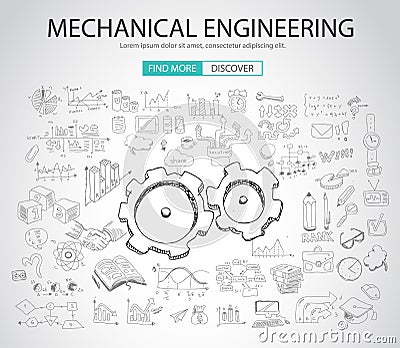 Mechanical Engineering Concept With Doodle Design Style Stock Vector ...