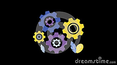 Mechanism Gears Close Rotating Motion Graphic. Gears Turning Process ...