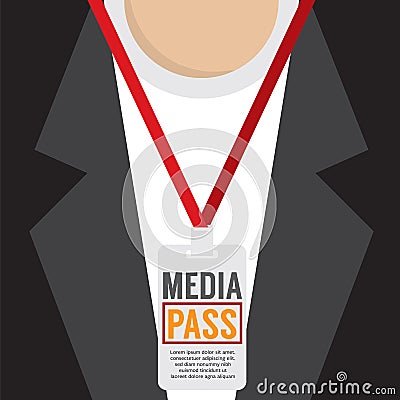 Media Pass Lanyard. Stock Vector - Image: 57425618